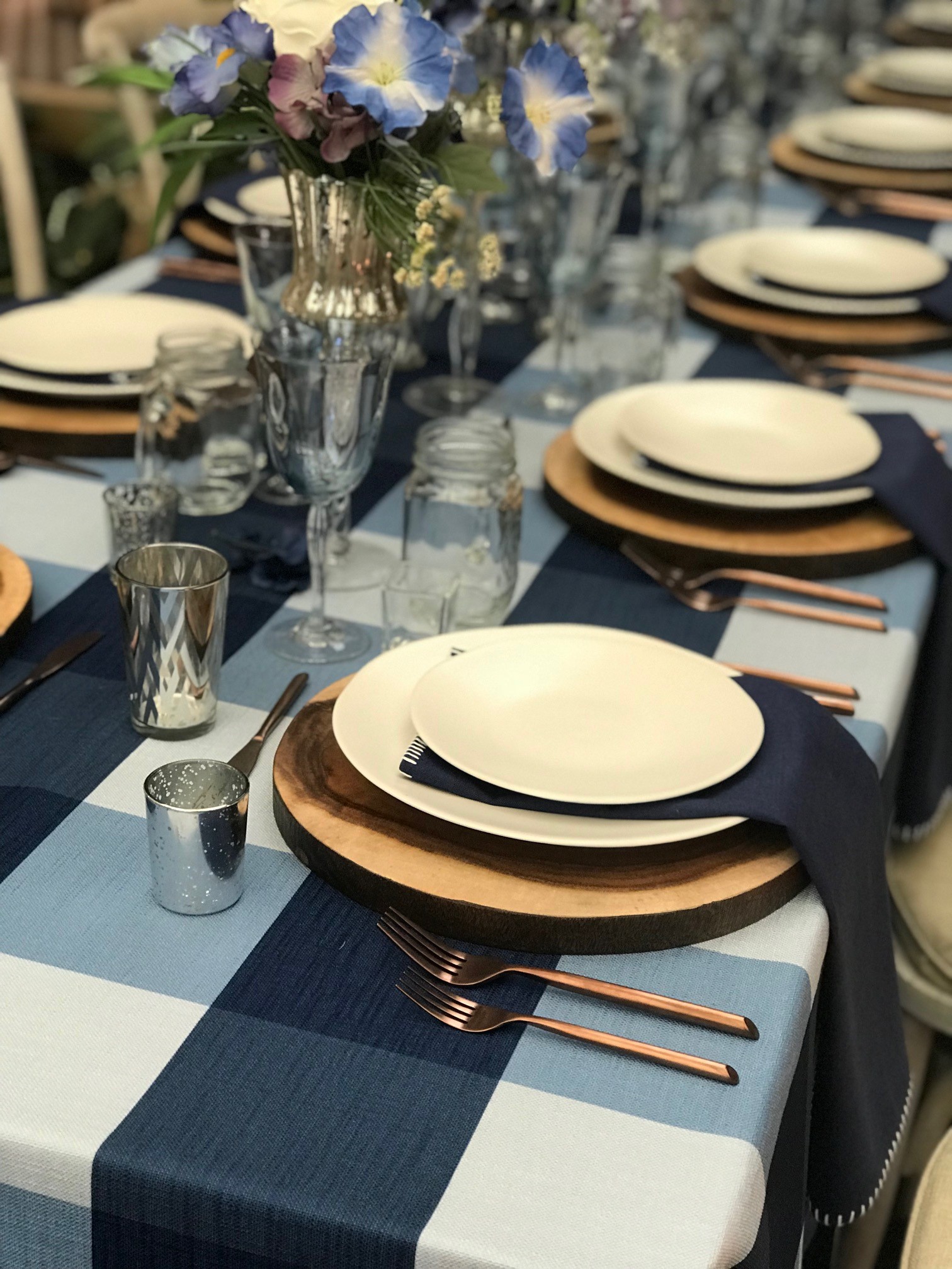LINEN : Blue Buffalo Plaid | Après Event Décor and Tent Rental
